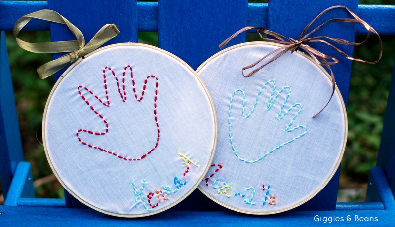 Embroidered Hand Print Tutorial • Mabey She Made It